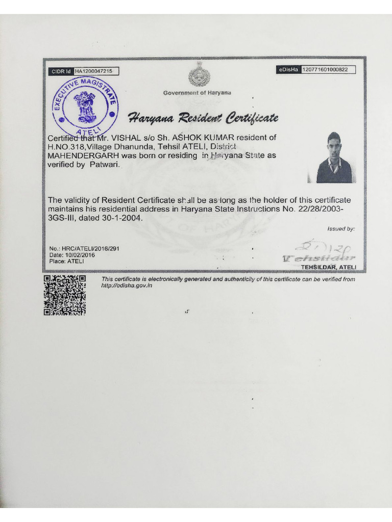 Domicile Residence Certificate - Compress | PDF