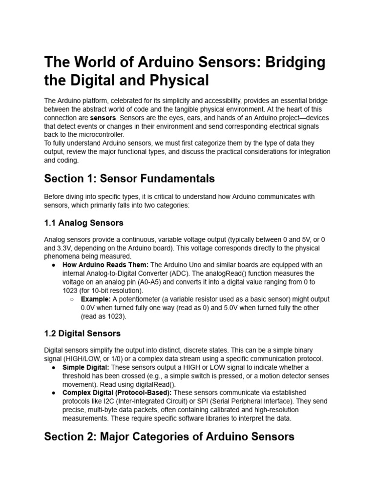 The World of Arduino Sensors - A Comprehensive Disc... | PDF | Sensor ...