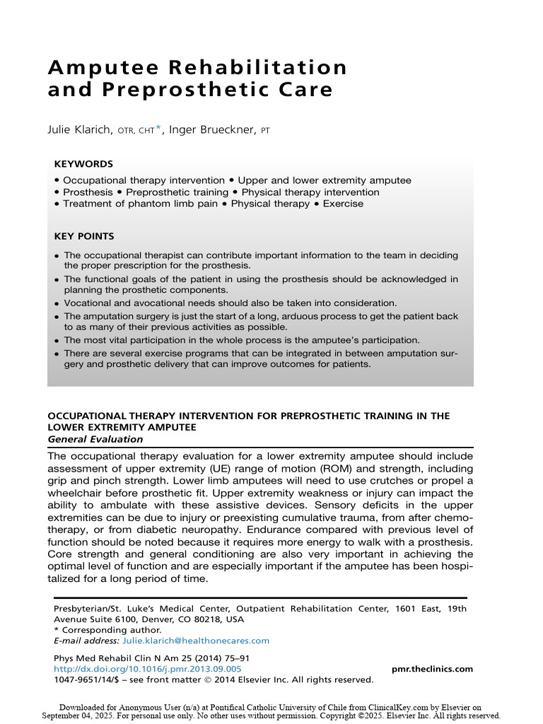 Amputee Rehabilitation & Preprosthetic Care | PDF | Prosthesis | Amputation