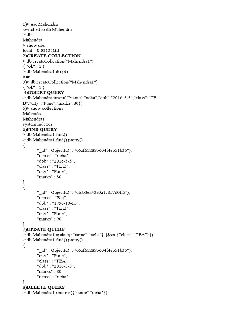Mongodb Crud Operations | PDF | Data Management