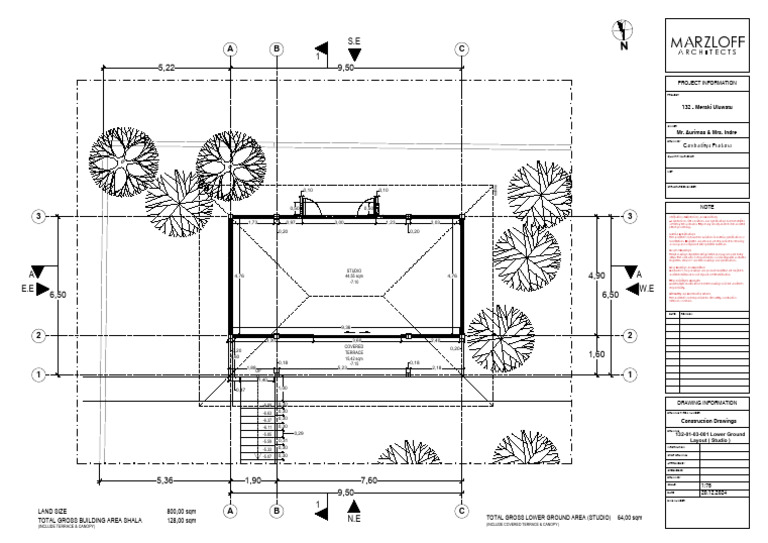 132-01-03-001 Construction Drawing - Lower Ground Layout (Studio) | PDF ...