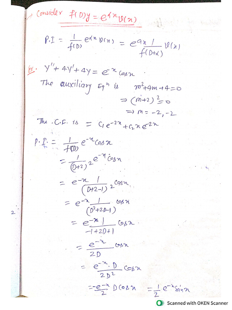 1.9. Variation of Parameter, Cauchy-Euler Equation, System of Equation and Application of ODE | PDF