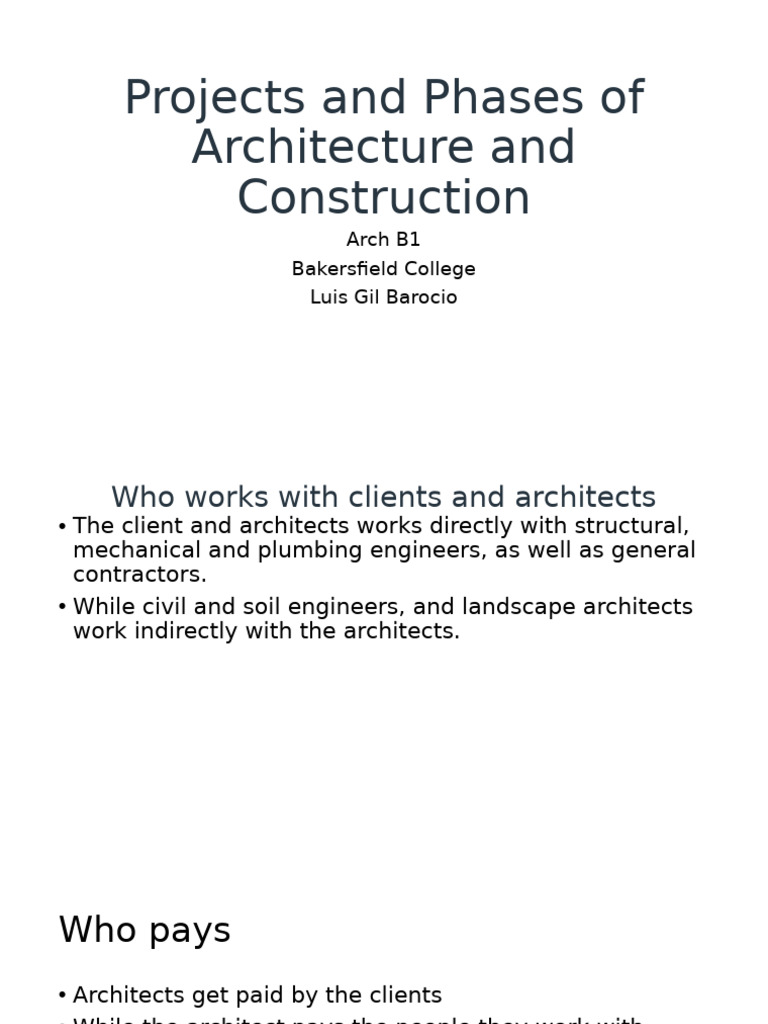Projects and Phases of Architecture and Construction, Luis Gil B | PDF