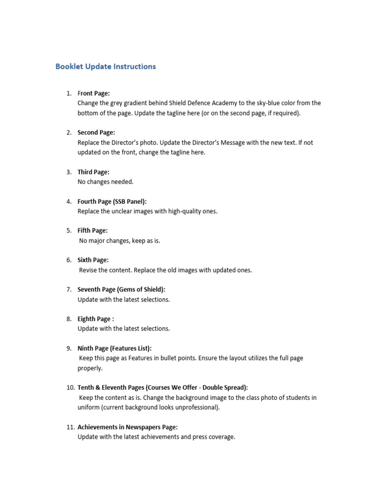 Booklet Update Instructions | PDF
