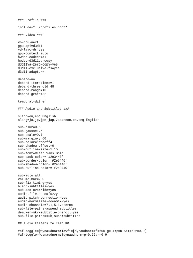 MPV Configuration for Loudnorm Audio | PDF