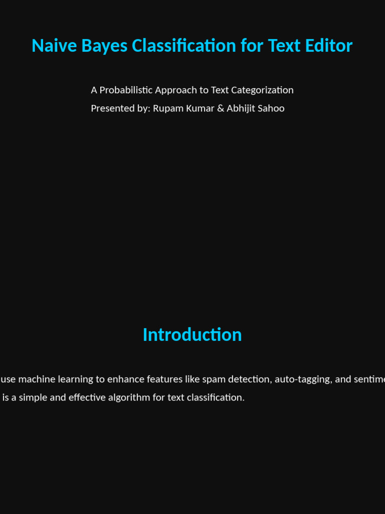 Naive Bayes Classification For Text Editor Dark | PDF