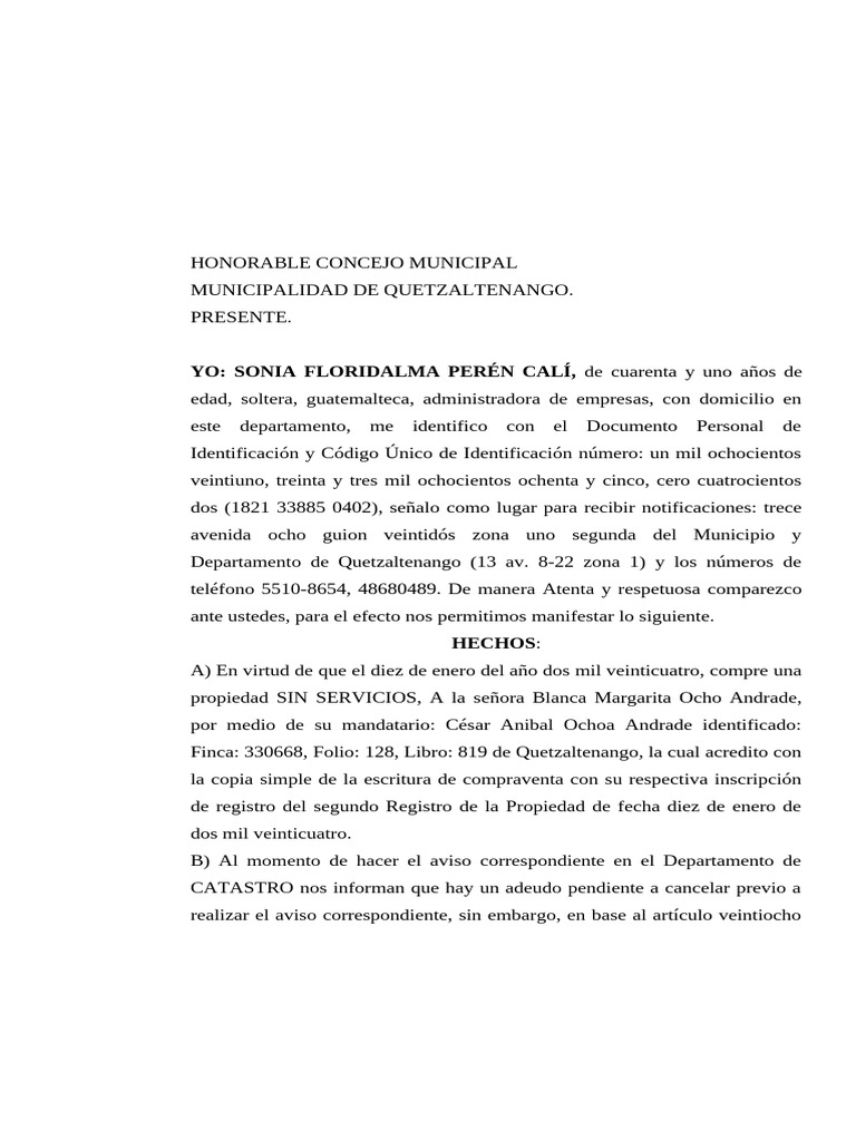 Impugnacion Ante Concejo de Quetzaltenango Sonia Floridalma | PDF ...