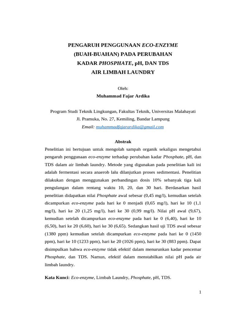 Muhammad Fajar Ardika 2114019 Teknik Lingkungan Jurnal | PDF