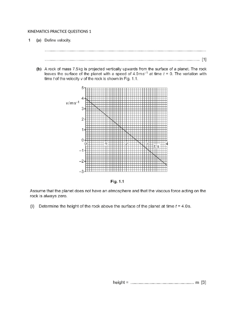 Kinematics Practice Questions | PDF