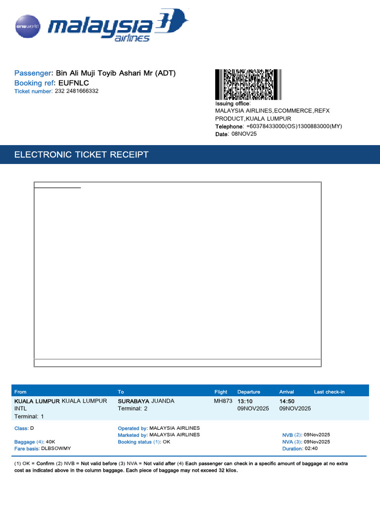 Your Electronic Ticket-EMD Receipt | PDF | Business Class | Aviation