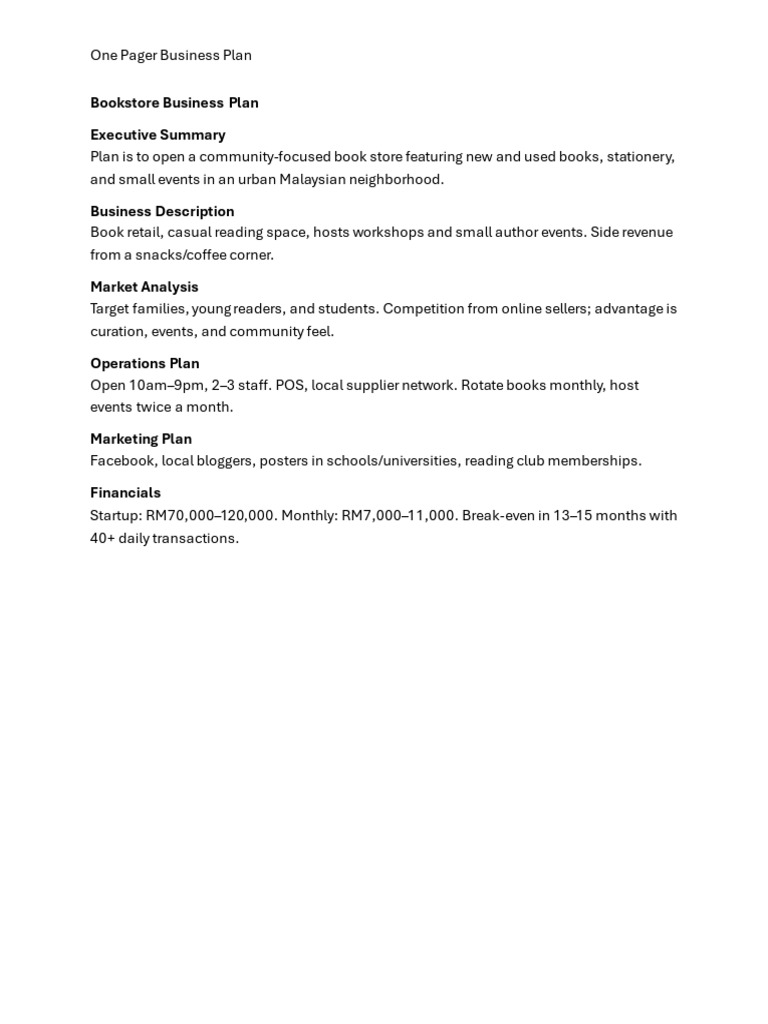 Community-Focused Bookstore Plan | PDF