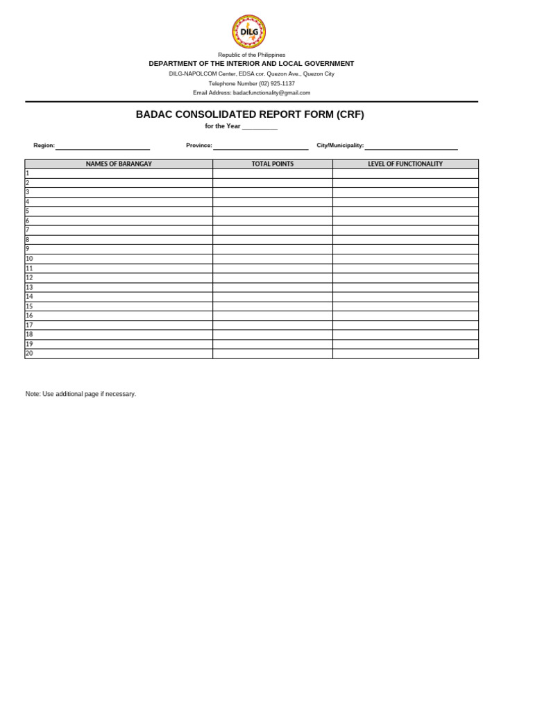 5-Badac Consolidated Report Form | PDF