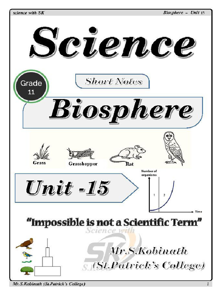 Biosphere Short Notes English Medium | PDF