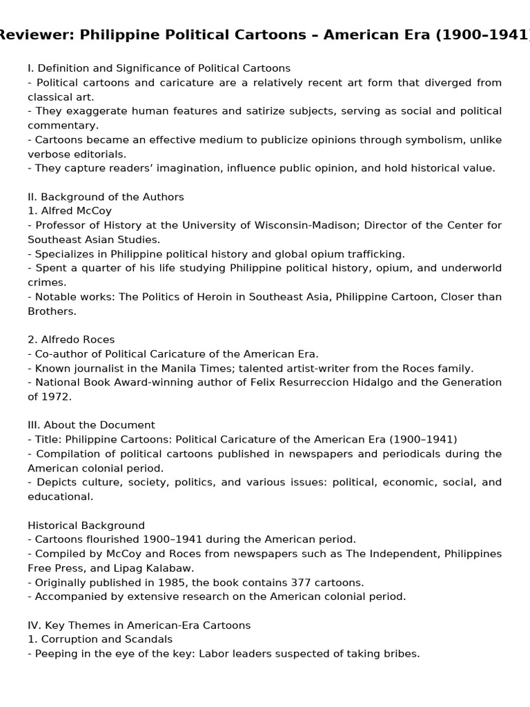Philippine Political Cartoons (1900-1941) | PDF | Philippines | Corruption