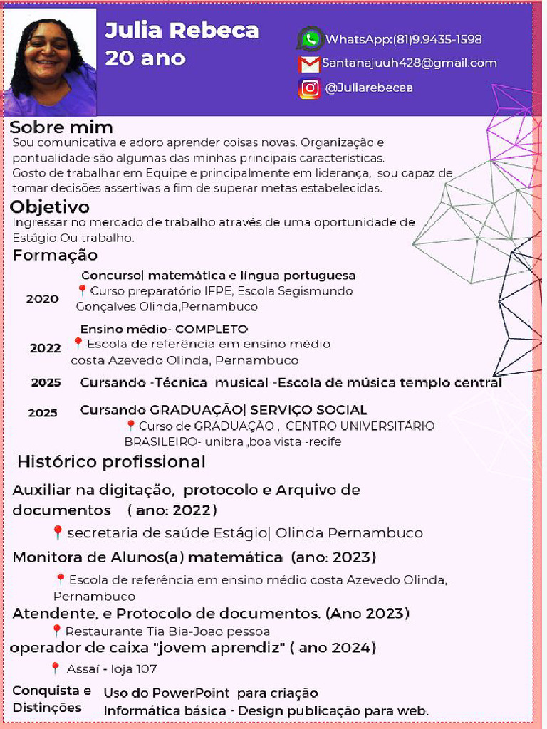 Currículo Julia Rebeca | PDF