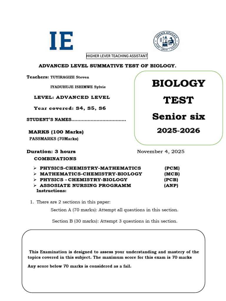 Bio Test November 4 2025 TR - Steven | PDF | Heart Valve | Diastole