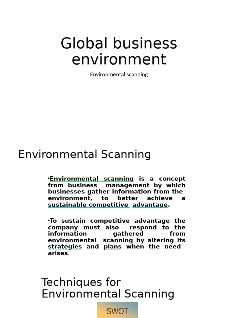 Environmental Scanning for Business Strategy | PDF | Swot Analysis | Private Sector
