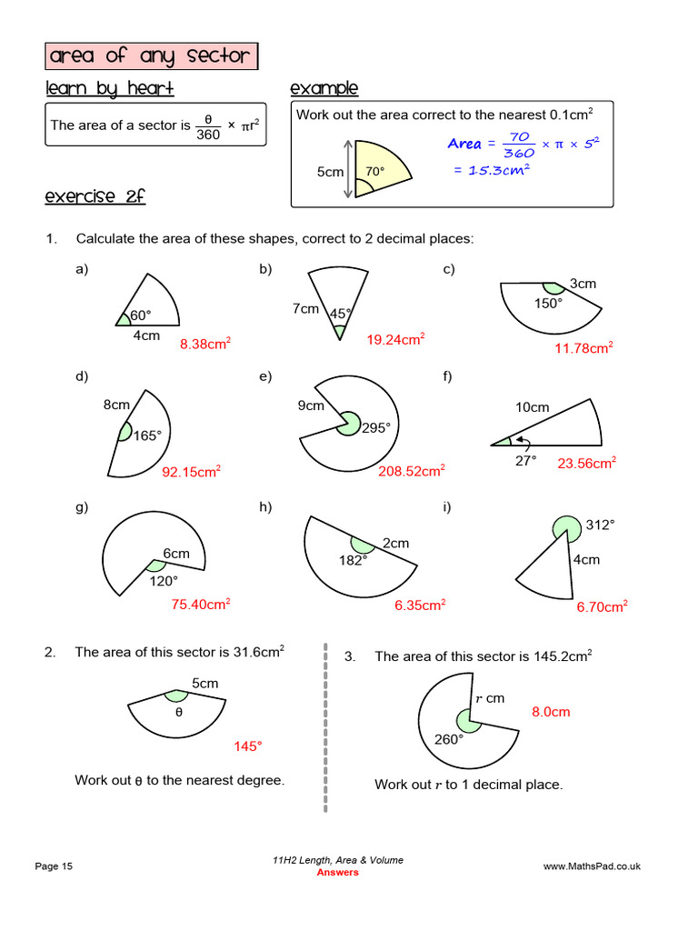 Arcs and Sectors Ans | PDF | Area | Number Theory
