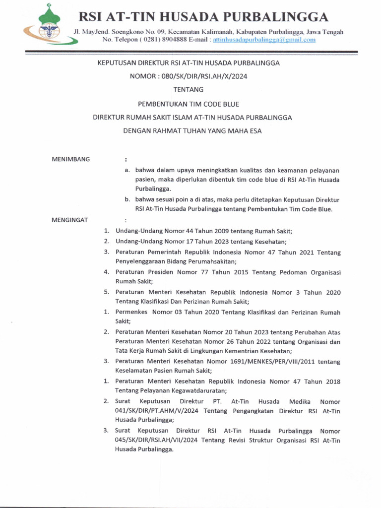 Pembentukan Team Code Blue | PDF