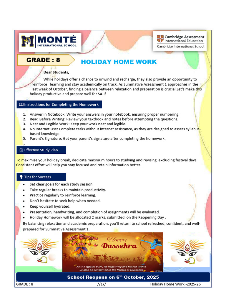 Grade 8 Holiday Home Work | PDF | Combustion | Fires