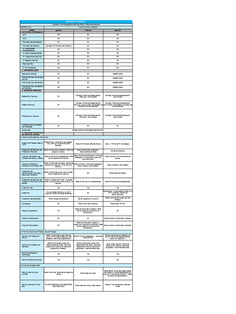 Copia de REPORTE MENSUAL SUBCONTRATA - CCLL 03 - 150525 | PDF