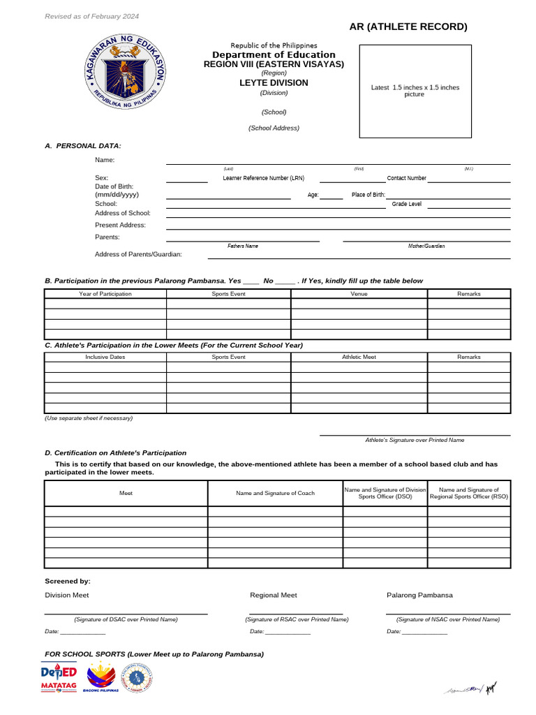 Athlete Record | PDF