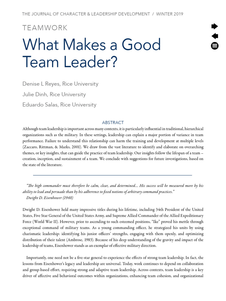 What Makes A Good Team Leader | PDF | Leadership | Psychology