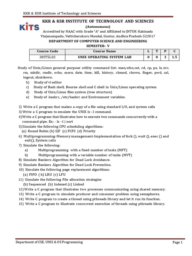 Linux & Os - Cse Master Manual | PDF | Shell (Computing) | System Software
