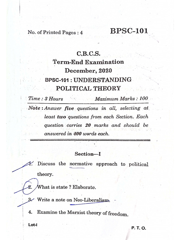 Bpsc-101 (December 2020) Question Paper | PDF