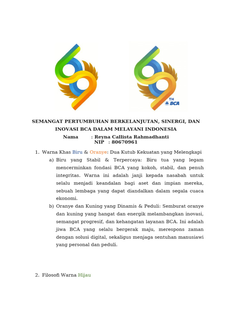 Logo HUT ke-69 BCA: Simbol Pertumbuhan | PDF