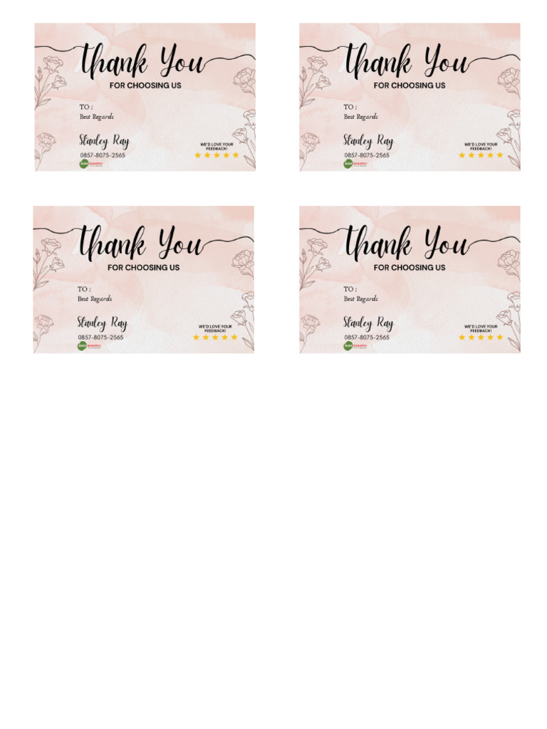 Thank U Card Word | PDF