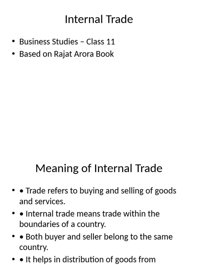 Internal Trade by Rajat Arora | PDF | Retail | Commerce