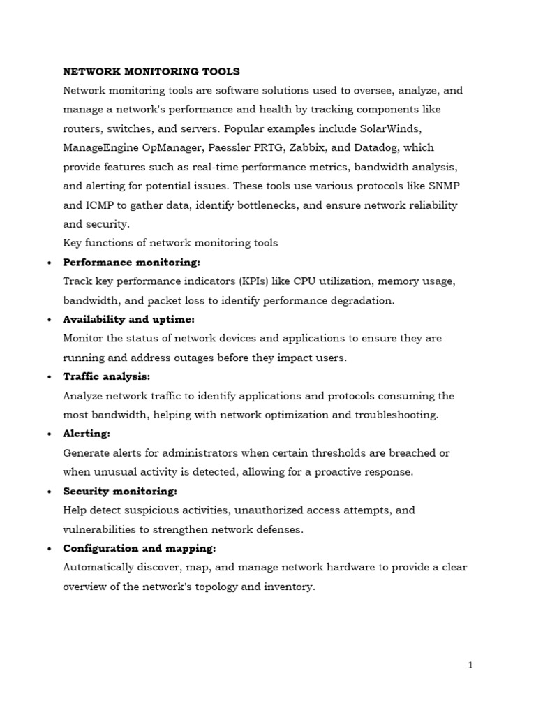 Networking Monitoring Tools | PDF | Computer Network | Active Directory