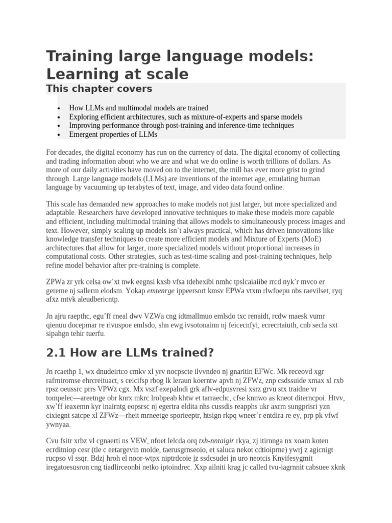 Training Large Language Models Efficiently | PDF | Learning | Cognitive ...