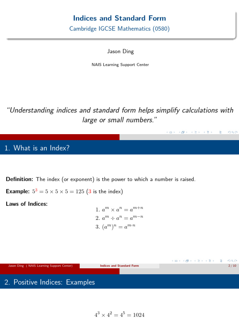 Understanding Indices and Standard Form | PDF | Exponentiation ...