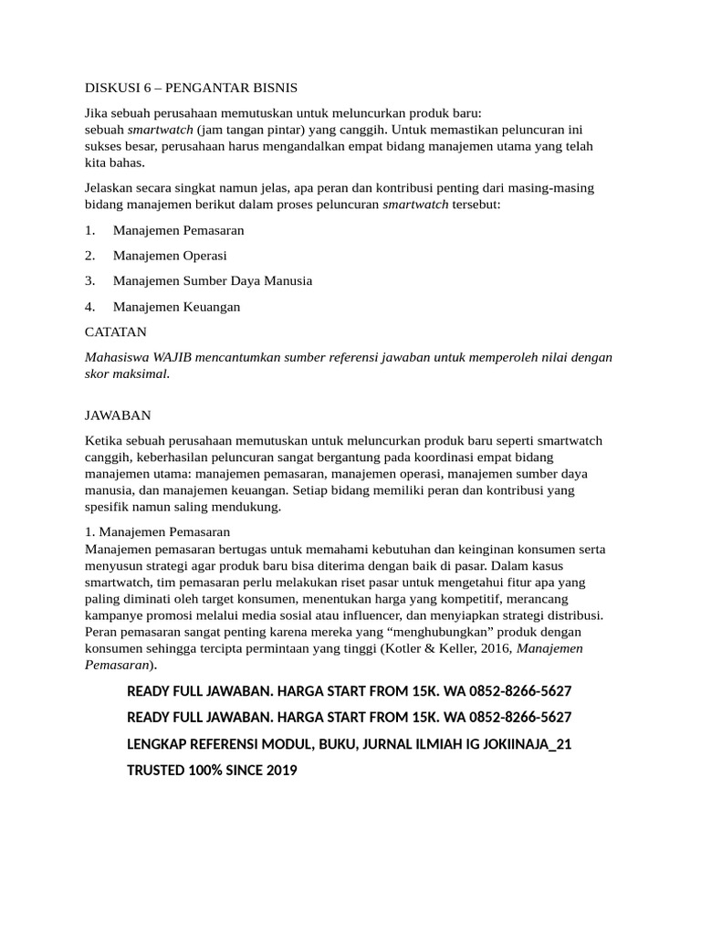Diskusi 6 - Pengantar Bisnis | PDF
