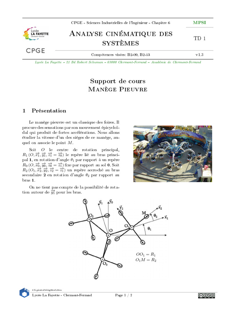 [Cin][TD]Manege Pieuvre | PDF | Accélération | Rotation