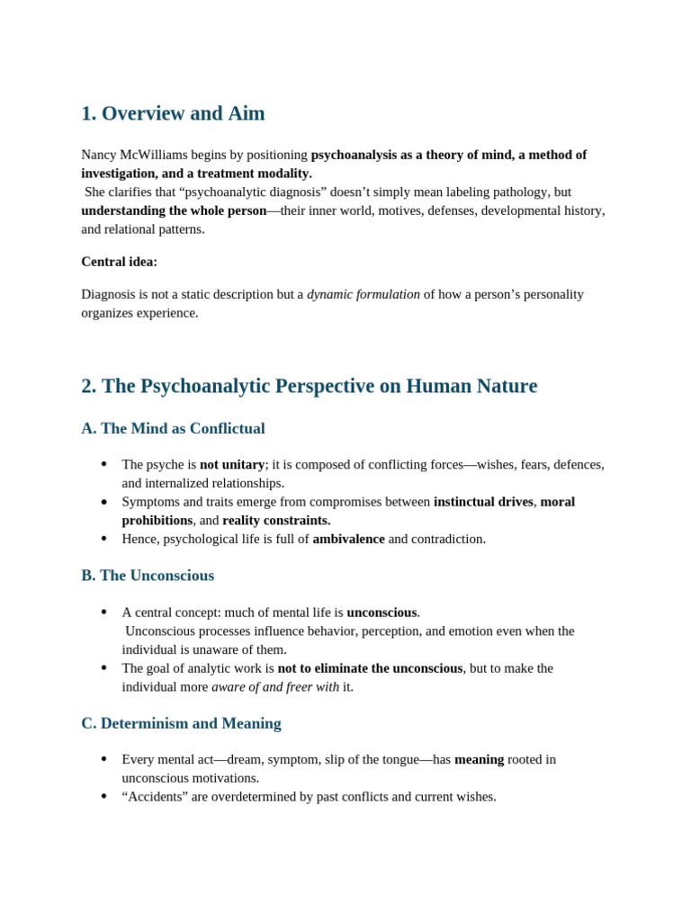 Nancy Williams Notes | PDF | Psychoanalysis | Unconscious Mind
