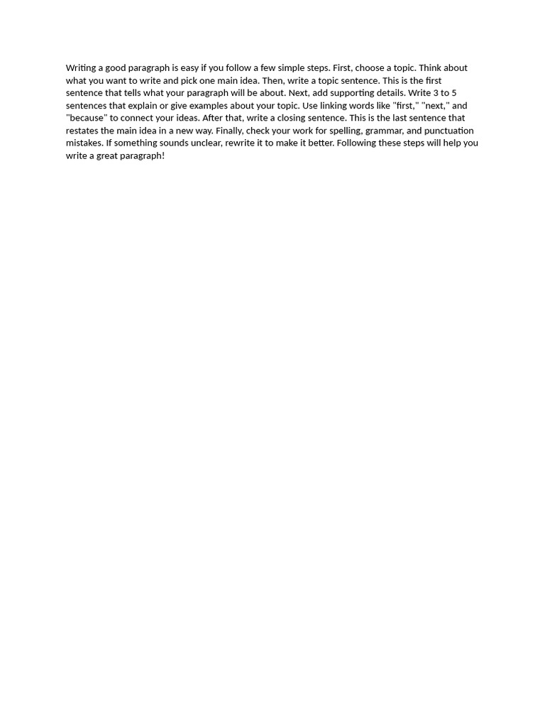 Writing A Good Paragraph Is Easy If You Follow A Few Simple Steps | PDF