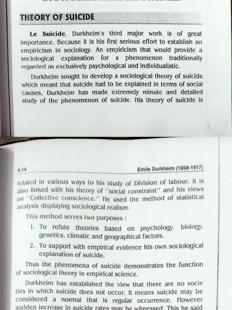 Durkheim's Sociological Theory of Suicide | PDF | Émile Durkheim ...