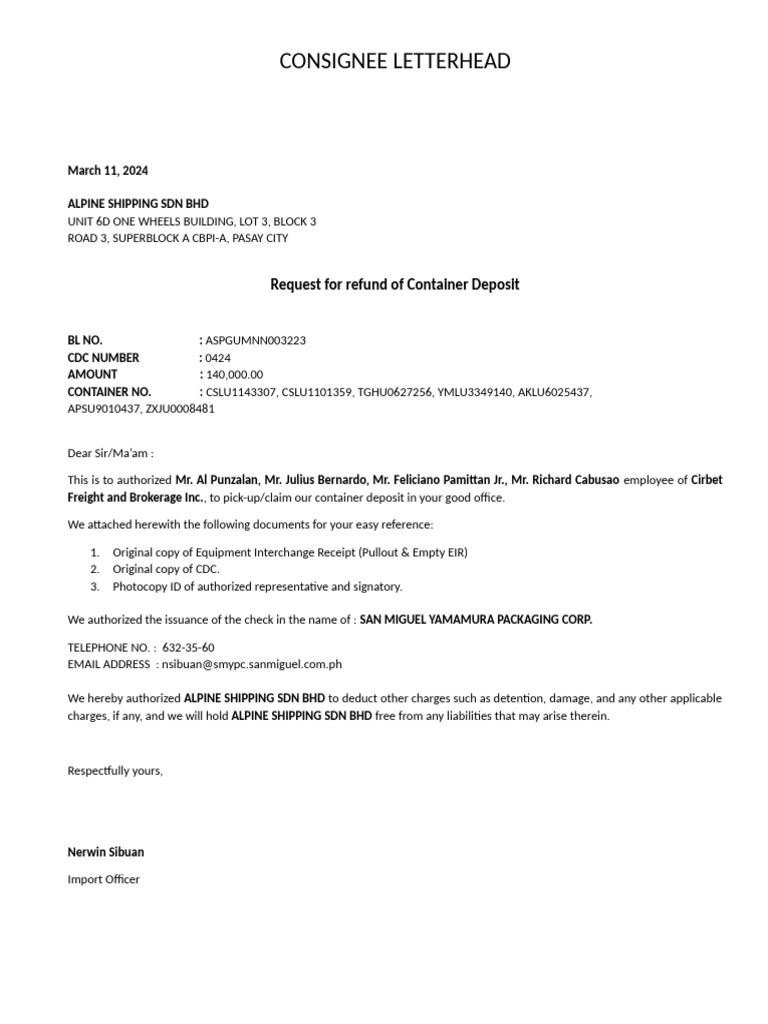 Alpine Req Letter Template | PDF