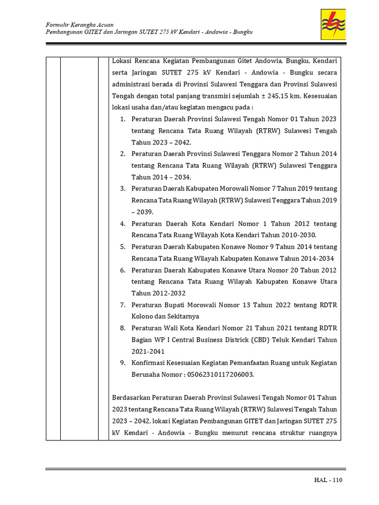 FORMULIR KA-ANDAL GITET & SUTET 275 KV Ando-Kendari-6 - Hps | PDF