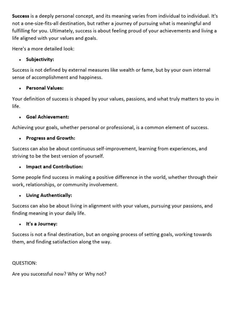 Defining Personal Success: A Journey | PDF