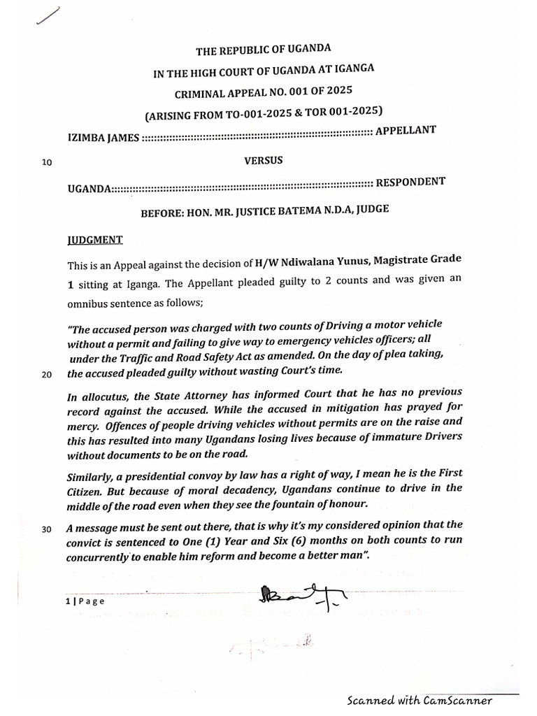 Izimba V Uganda 2025 UGHC 18 (15 January 2025) | PDF