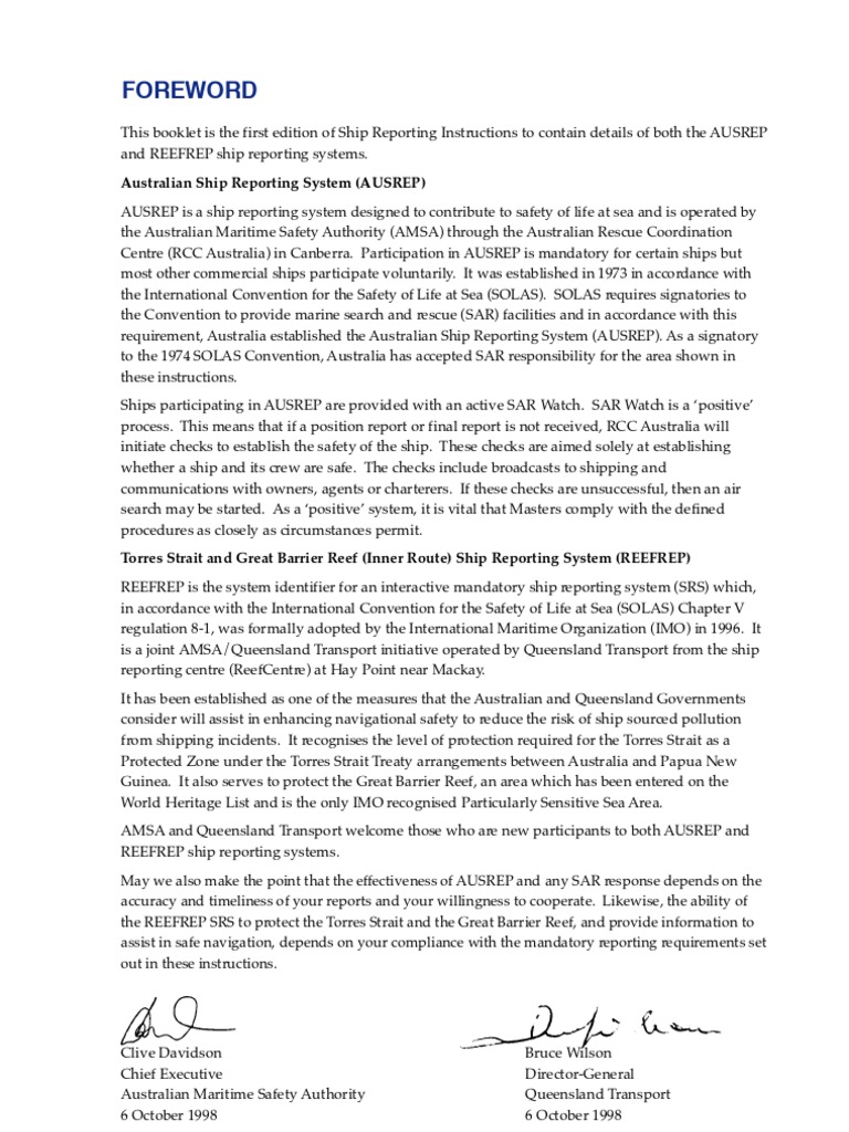 Ausrep Reefrep Booklet | PDF | Search And Rescue | Ships