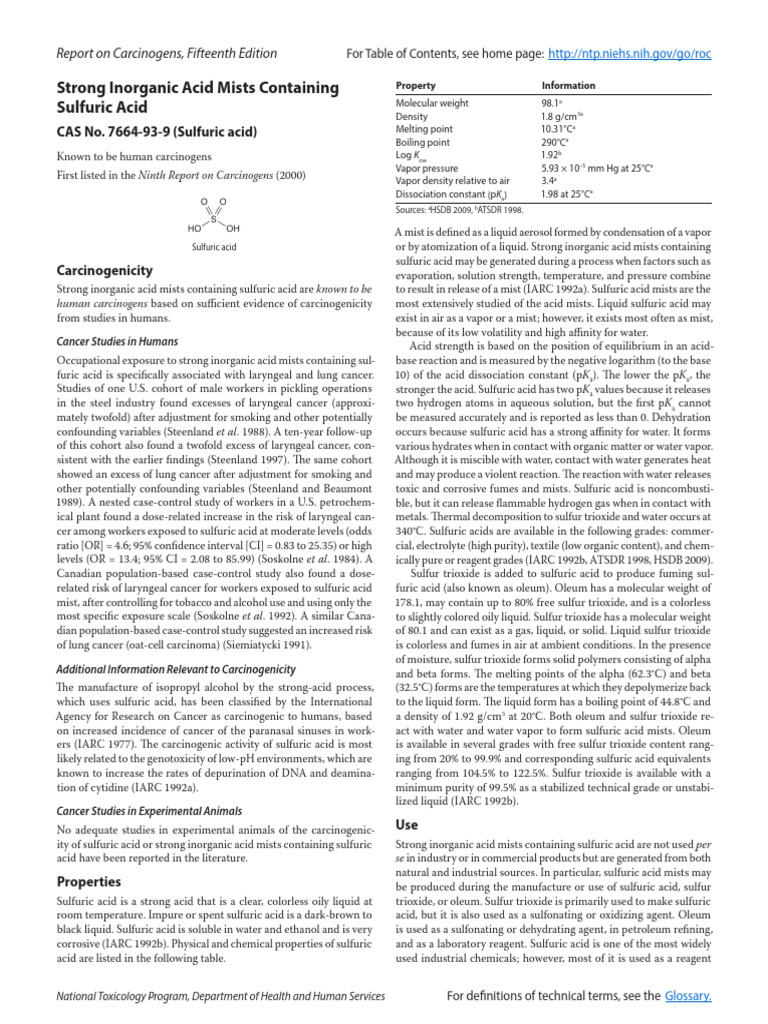 Strong Inorganic Acid Mists | PDF | Sulfuric Acid | Acid