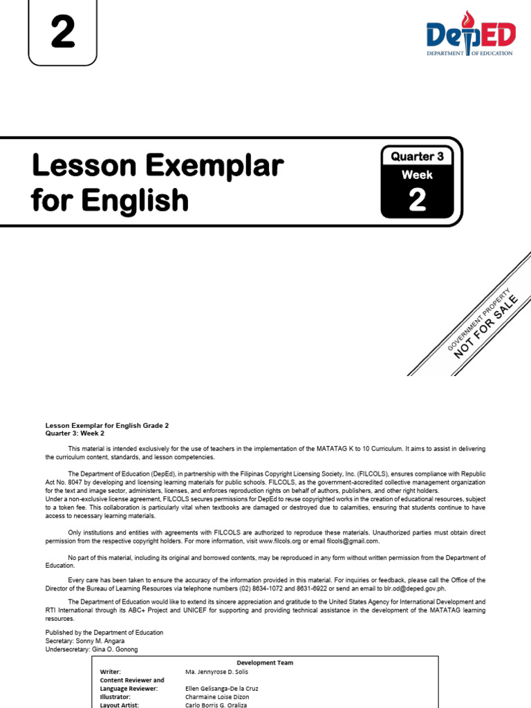 Lesson Exemplar - English2 - Q3 - Week 2 | PDF | Grammatical Gender | Noun