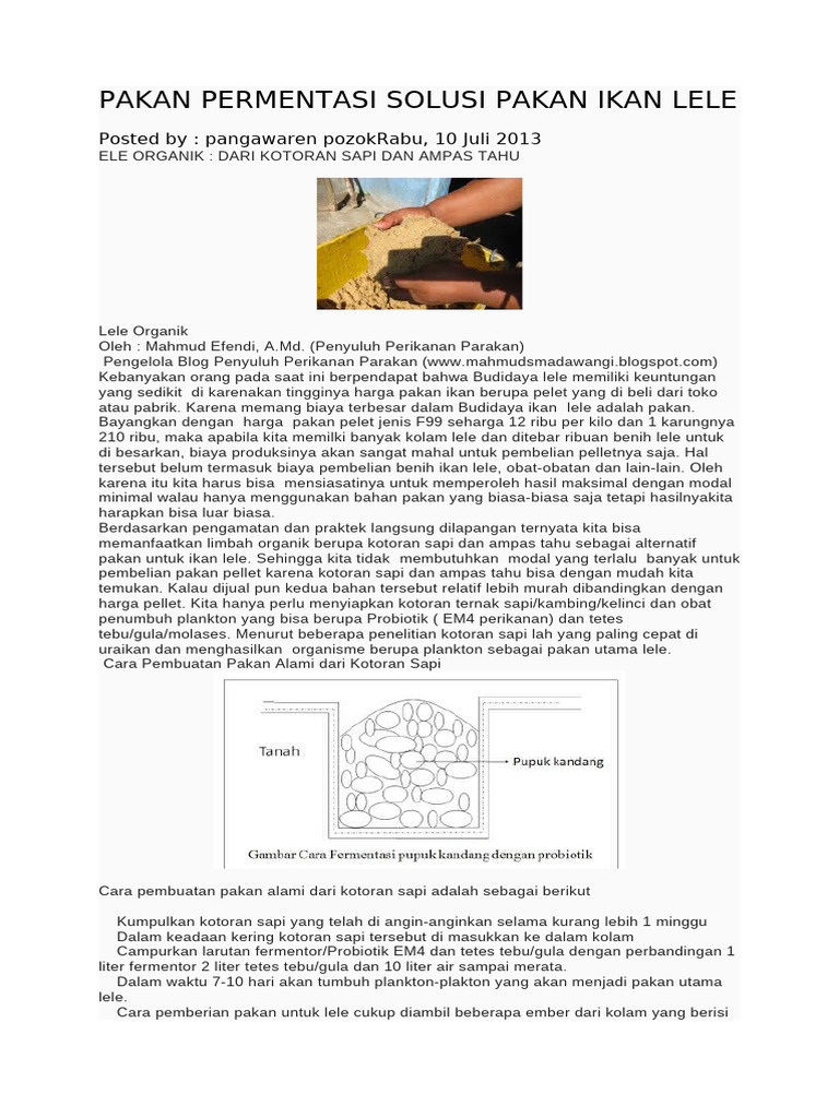 Pakan Organik Murah untuk Lele | PDF