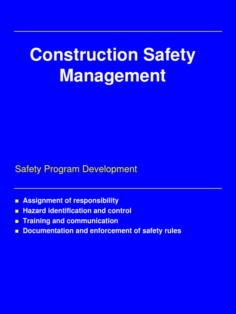 Construction Safety Management | Occupational Safety And Health ...