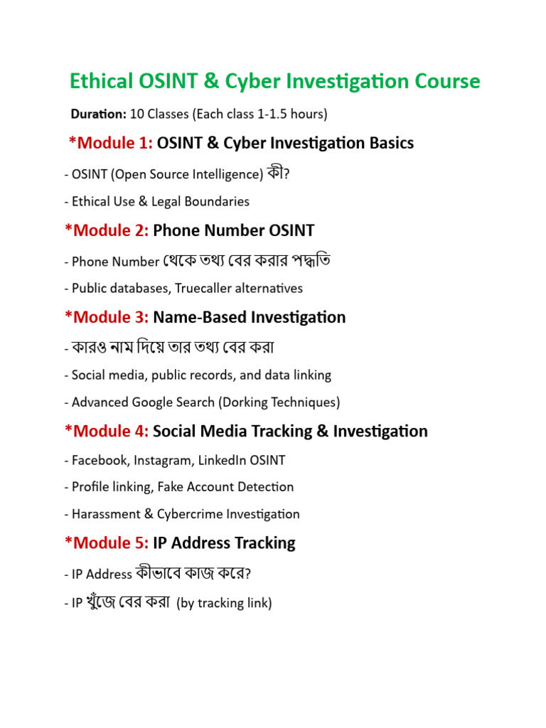 Ethical OSINT Course Roadmap | PDF